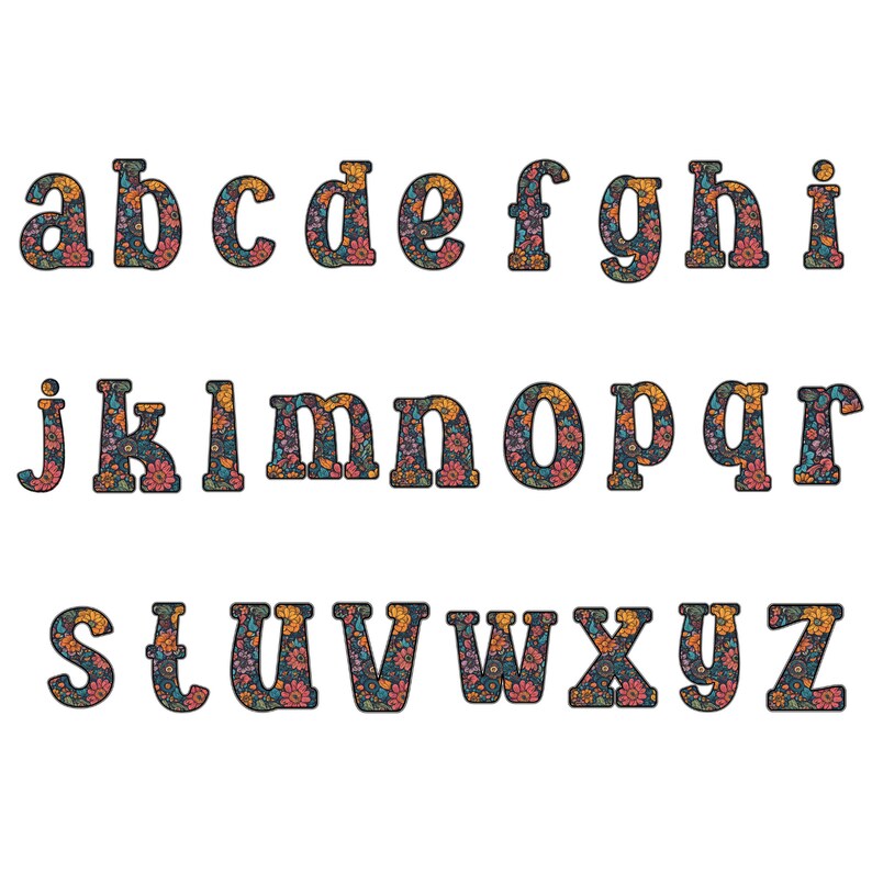 Vintage Flower Alphabet Letters PNG Bundle 67 PNG Floral Doodle ...