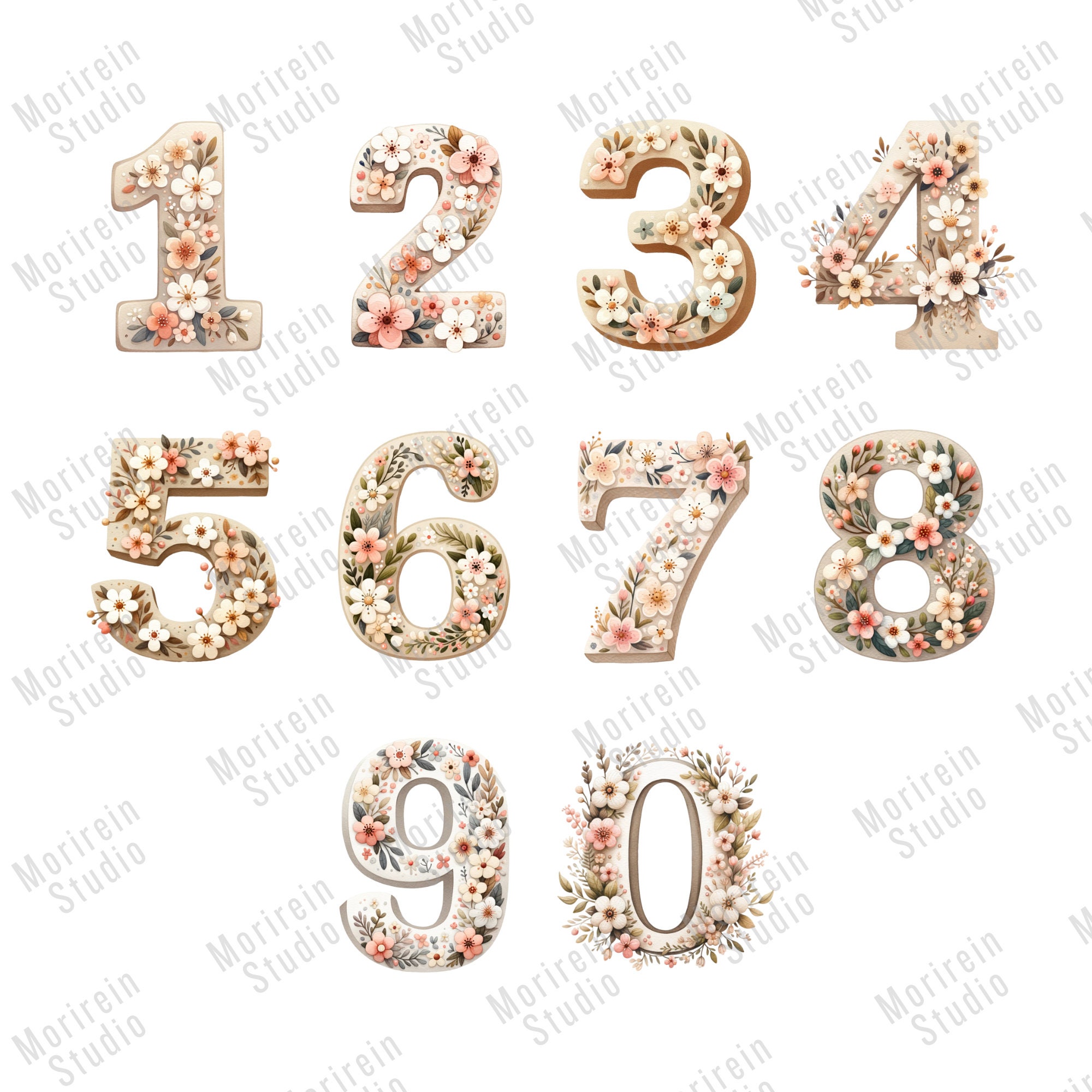 Floral Alphabets and Numbers Clipart 36 PNG Flower Alpha Clipart ...