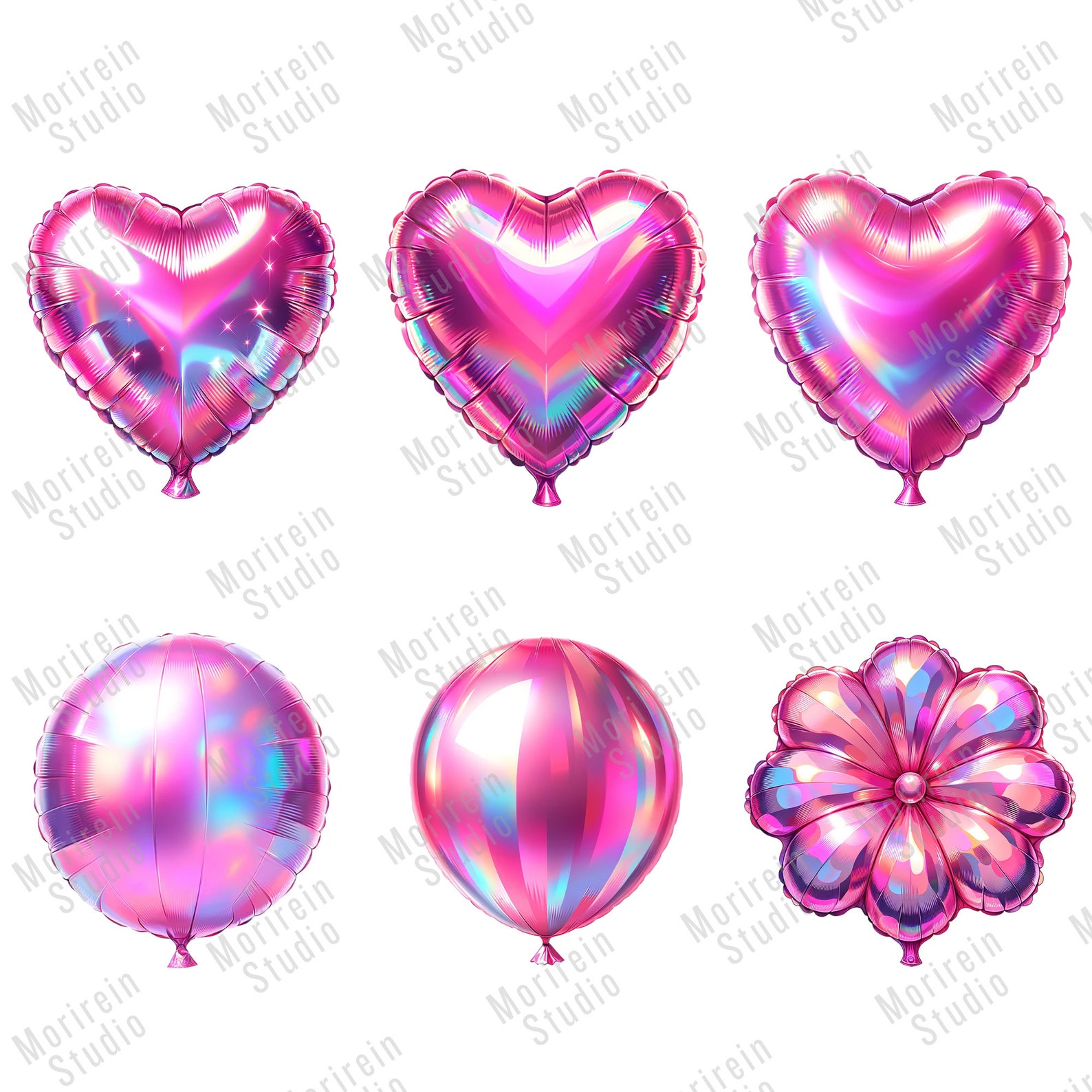 Holographic Pink Foil Balloon Numbers Clipart 16 PNG Pink Balloon ...