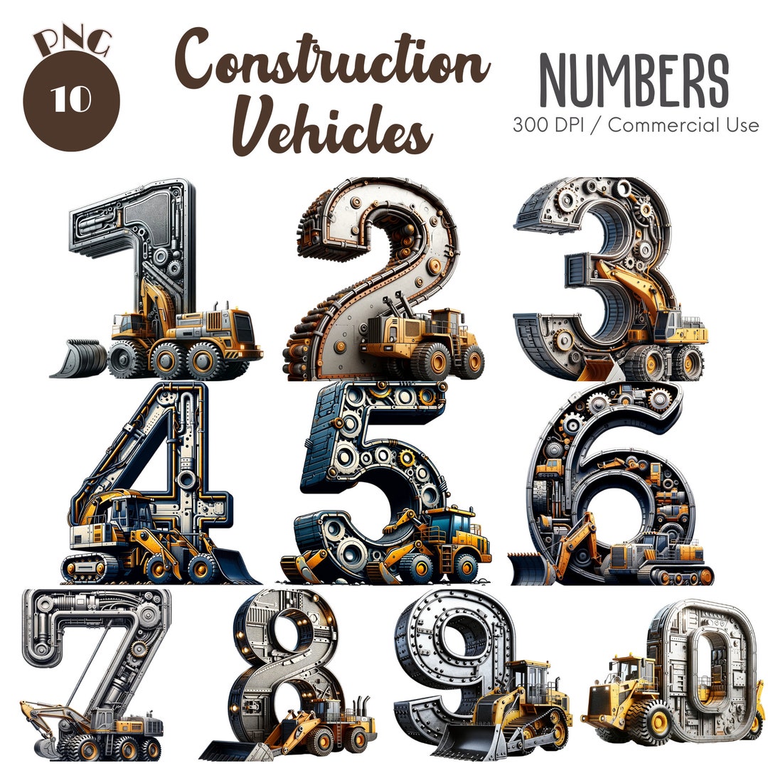 Construction Vehicles Numbers Clipart 10 PNG Construction Vehicles PNG ...