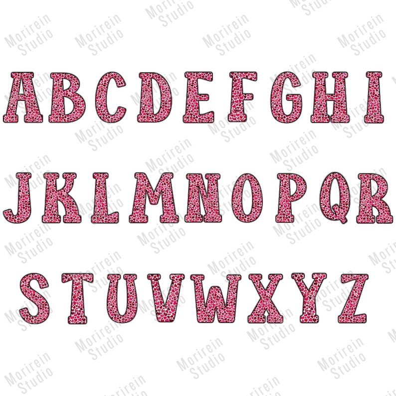 Pink Heart Alpha Doodle Bundle 67 PNG Valentine Doodle Alphabets and ...