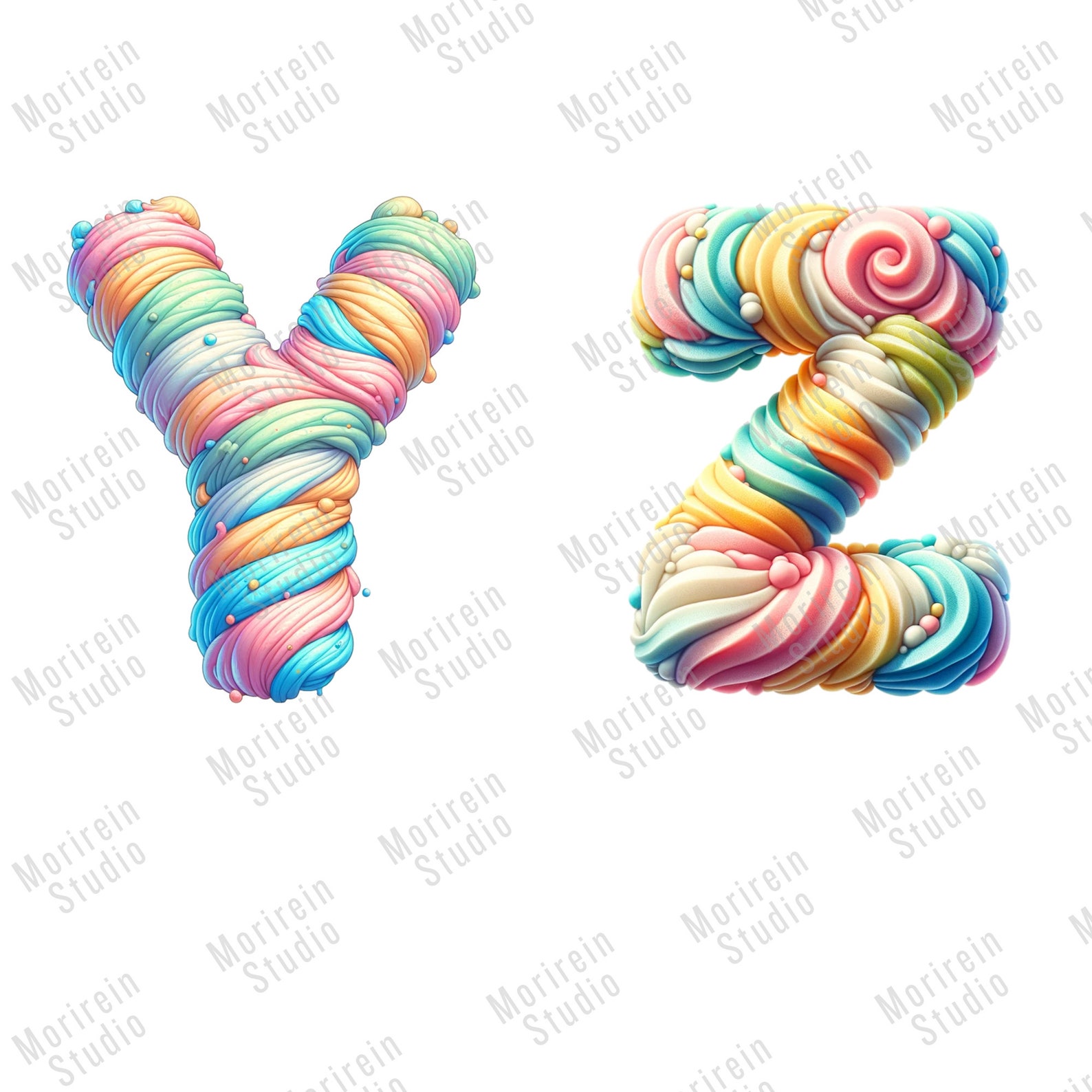 Ice Cream Alphabet & Number Clipart, Decorative Font (36 PNG Digital ...