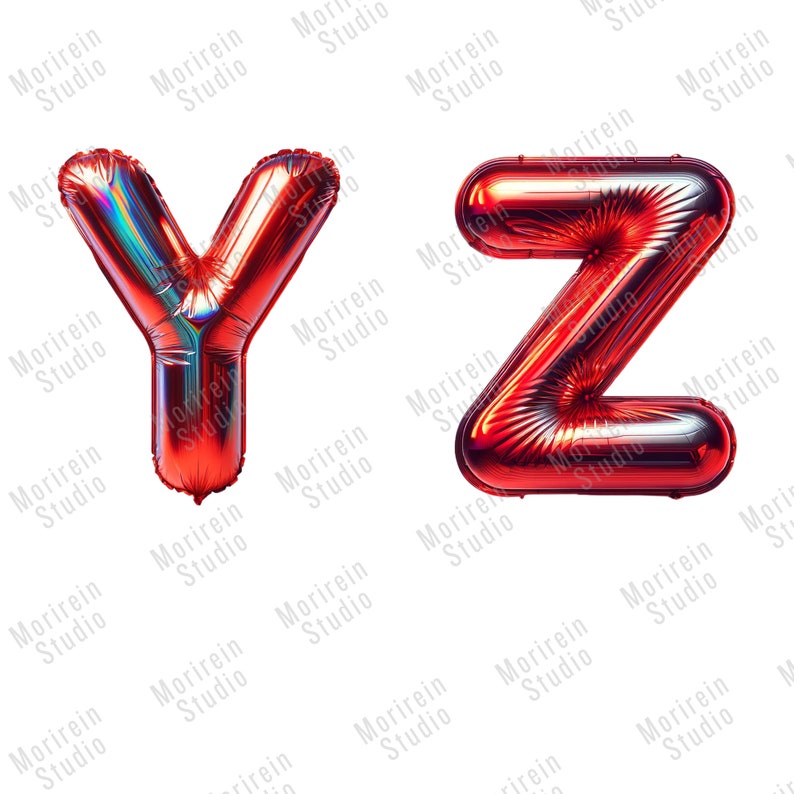 Holographic Red Foil Balloon Alphabets and Numbers Clipart 36 PNG Red ...