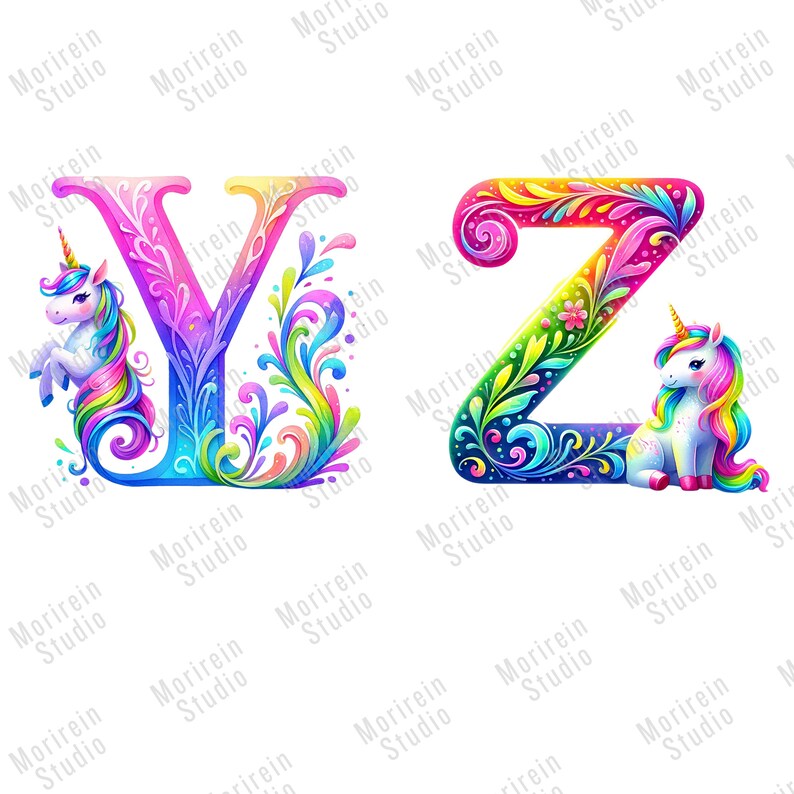 Unicorn Alphabets and Numbers Clipart 36 PNG Unicorn Alphabet Clipart ...