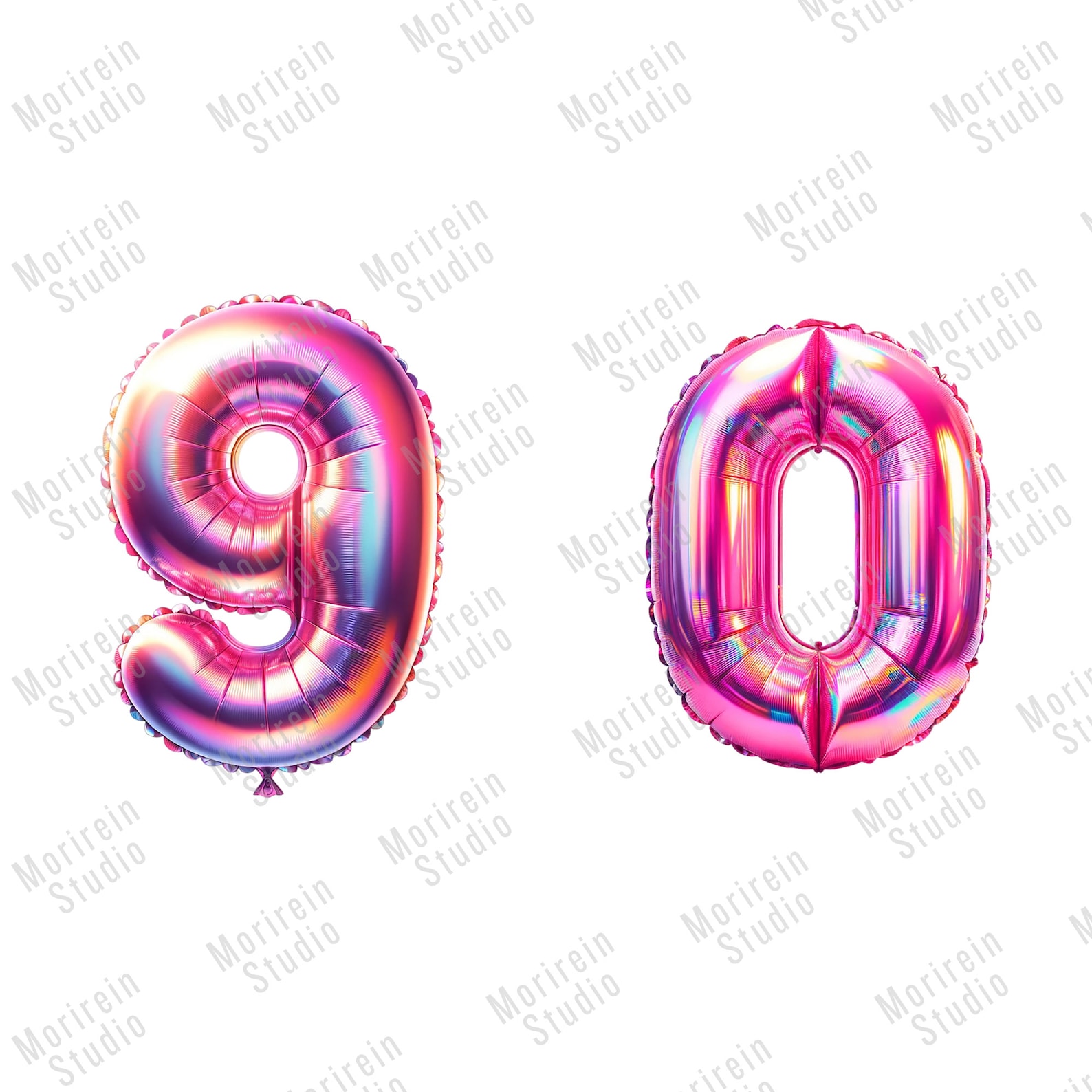 Holographic Pink Foil Balloon Numbers Clipart 16 PNG Pink Balloon ...