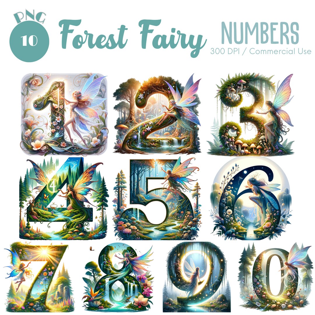 Forest Fairy Numbers Clipart 10 PNG Happy Birthday Fairy PNG Birthday ...