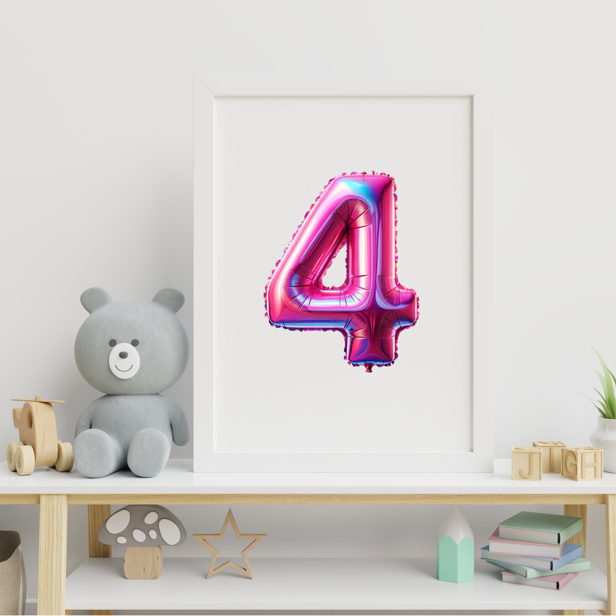 Holographic Pink Foil Balloon Numbers Clipart 16 PNG Pink Balloon ...