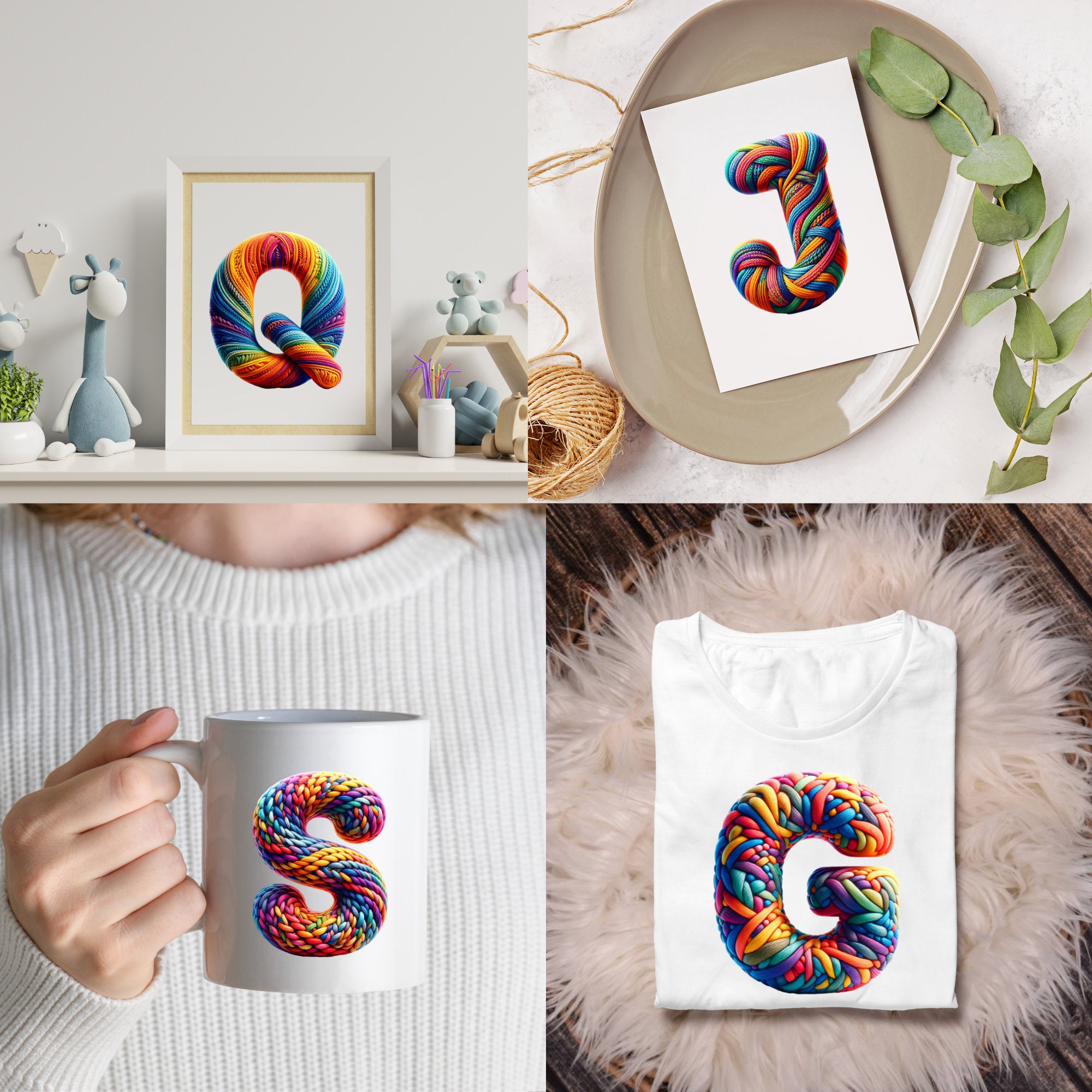 Knitted Alphabets and Numbers Clipart 36 PNG Knitted Alpha Clipart ...