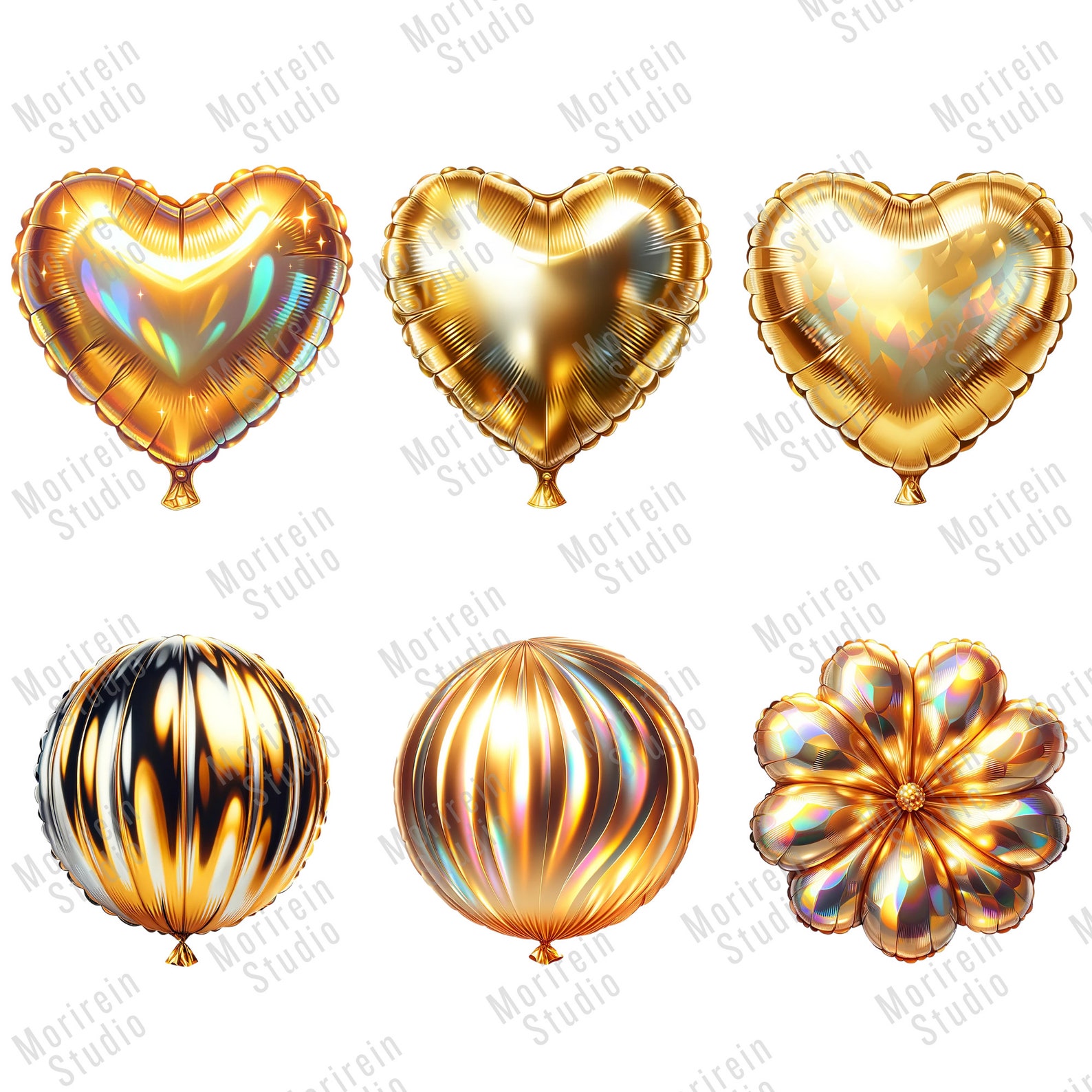 Holographic Gold Foil Balloon Numbers Clipart (PNG Digital Download) - Etsy