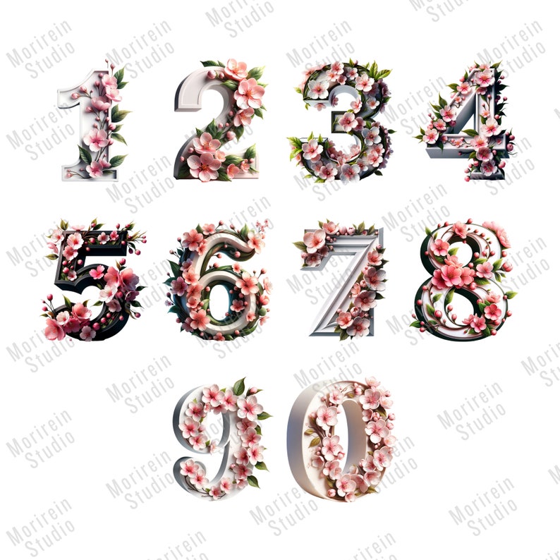 Cherry Blossom Alphabets and Numbers Clipart 36 PNG Cherry Blossom ...