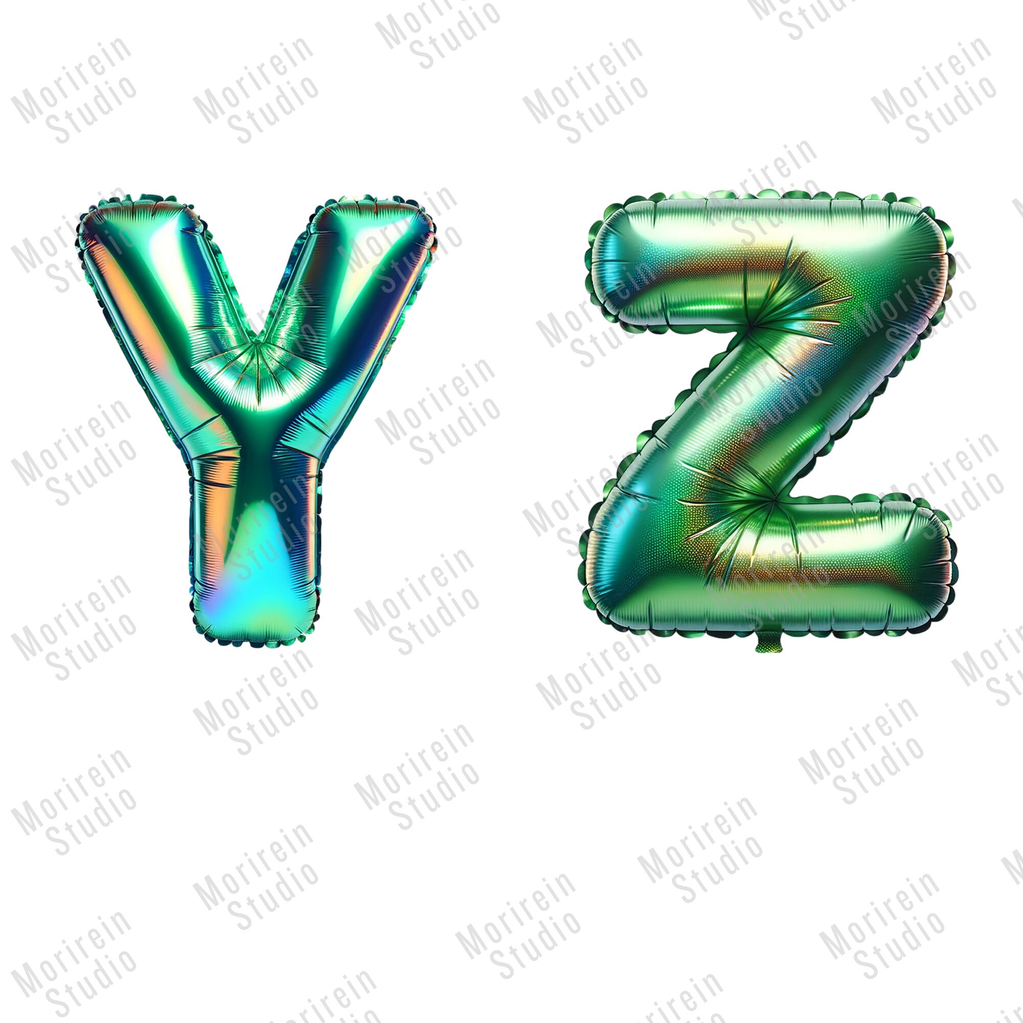 Holographic Green Foil Balloon Alphabets and Number Clipart 36 PNG ...