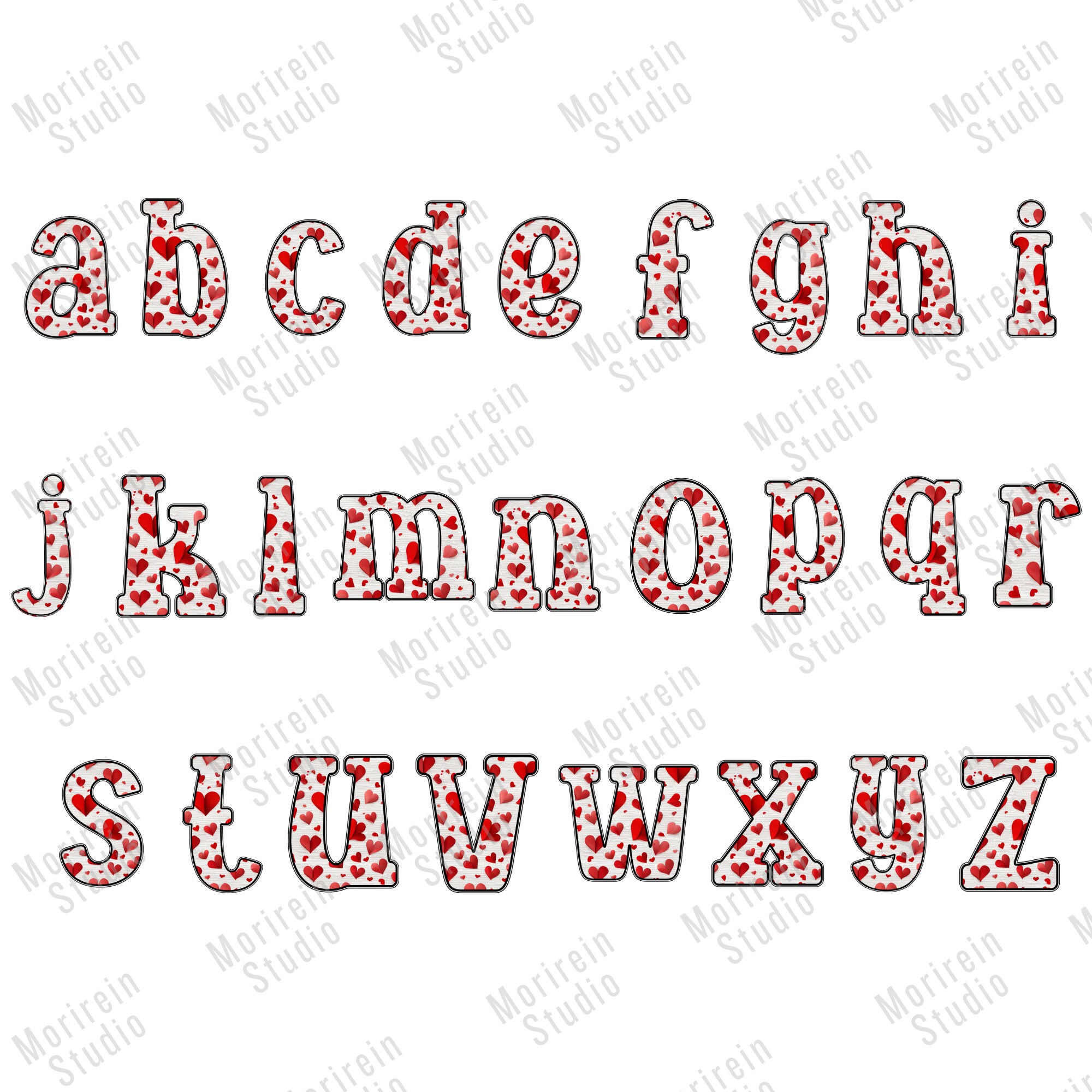 Paper Heart Alpha Doodle Bundle 67 PNG Valentine Doodle Alphabets and ...
