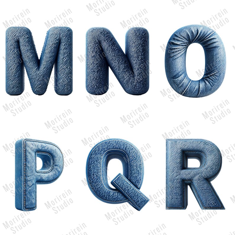Denim Alphabet & Numbers Clipart, 36 PNG Graphics (digital Download) - Etsy