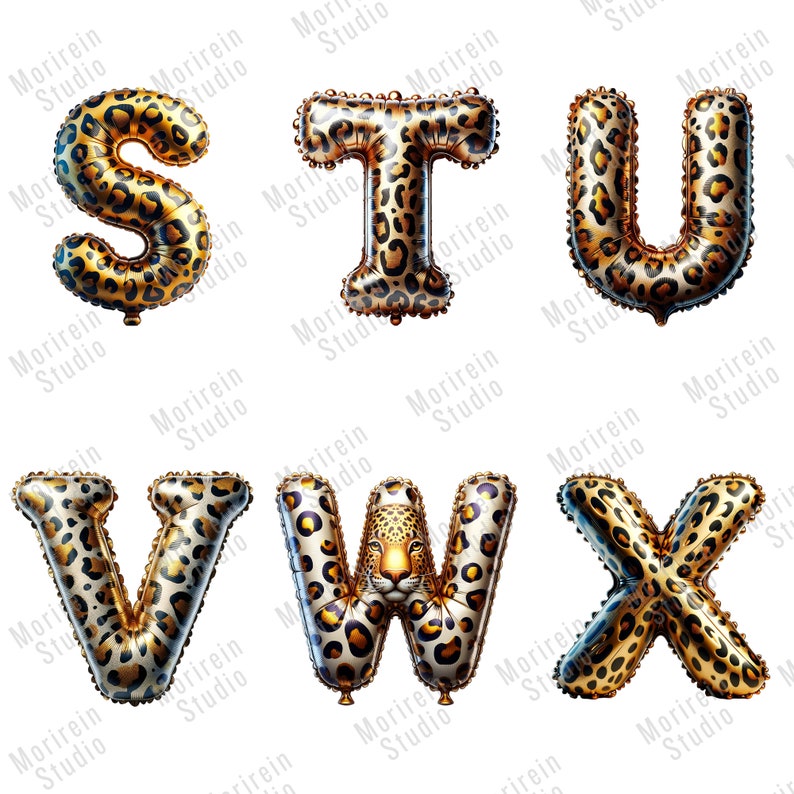 Leopard Foil Balloon Alphabets and Numbers Clipart 36 PNG Leopard ...