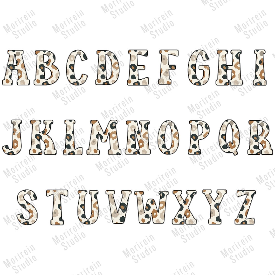 Soft Leopard Alpha Doodle Bundle 67 PNG Soft Leopard Doodle Alphabets ...
