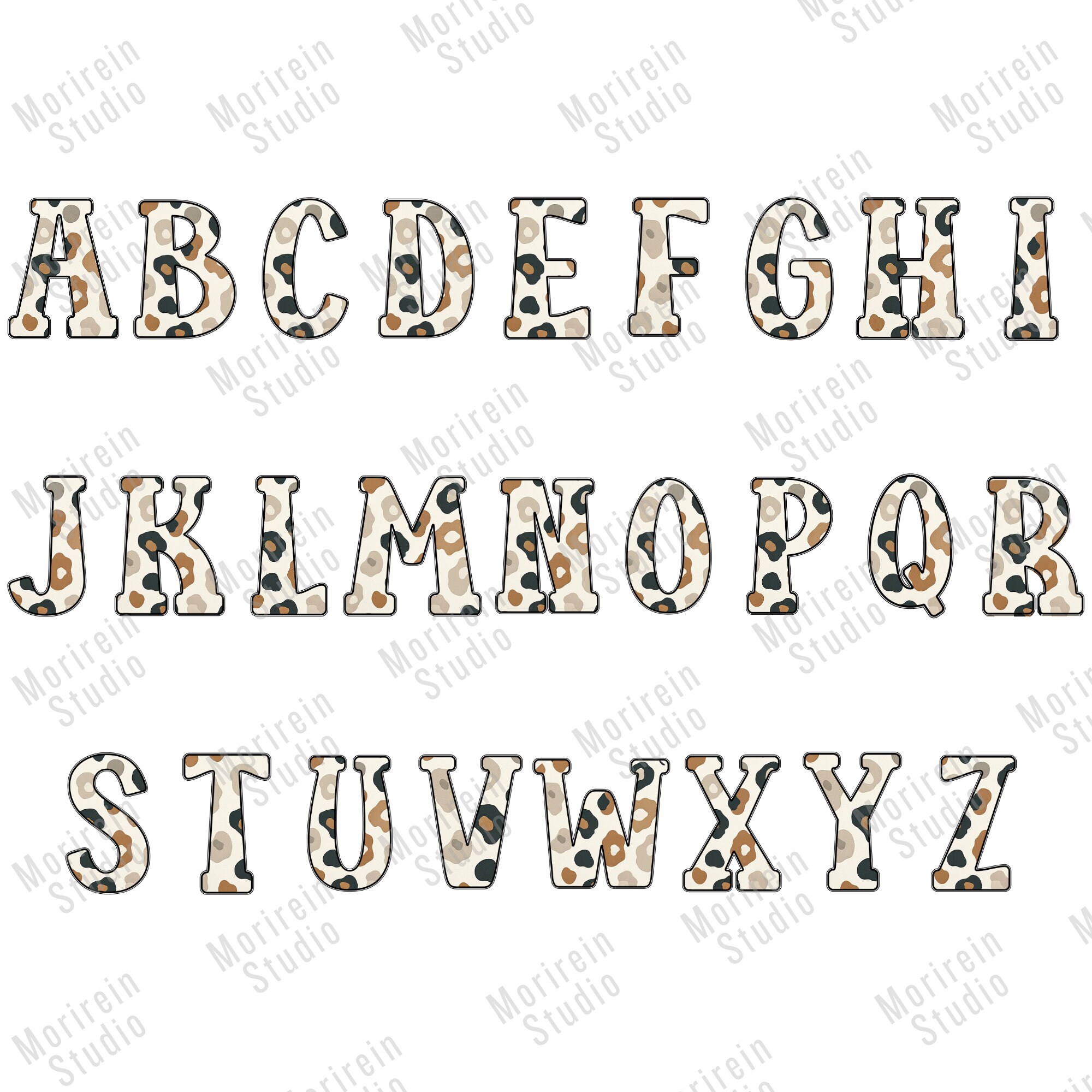 Soft Leopard Alpha Doodle Bundle 67 PNG Soft Leopard Doodle Alphabets ...