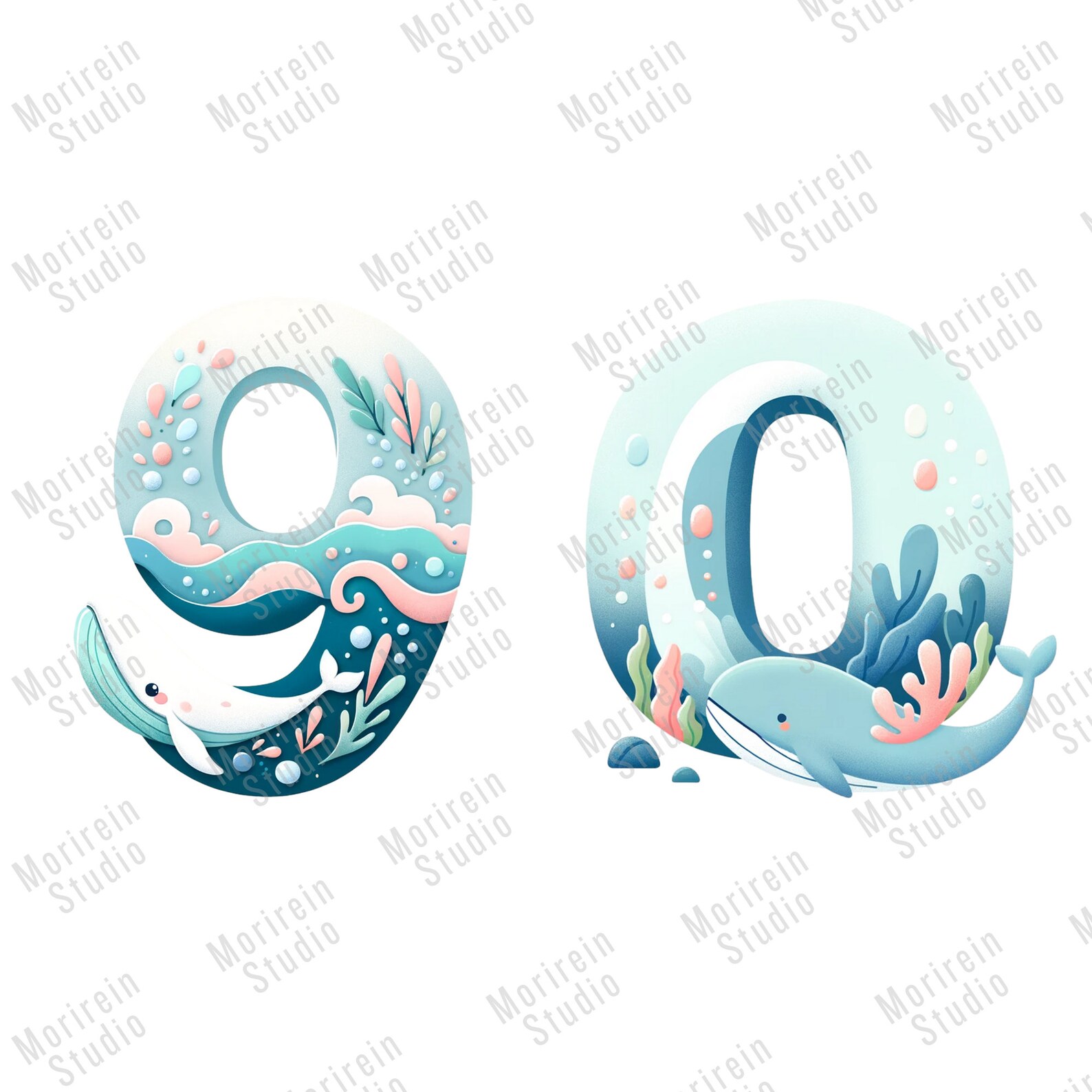 Whale Numbers Clipart 10 PNG Whale Numbers Birthday PNG Under the Sea ...