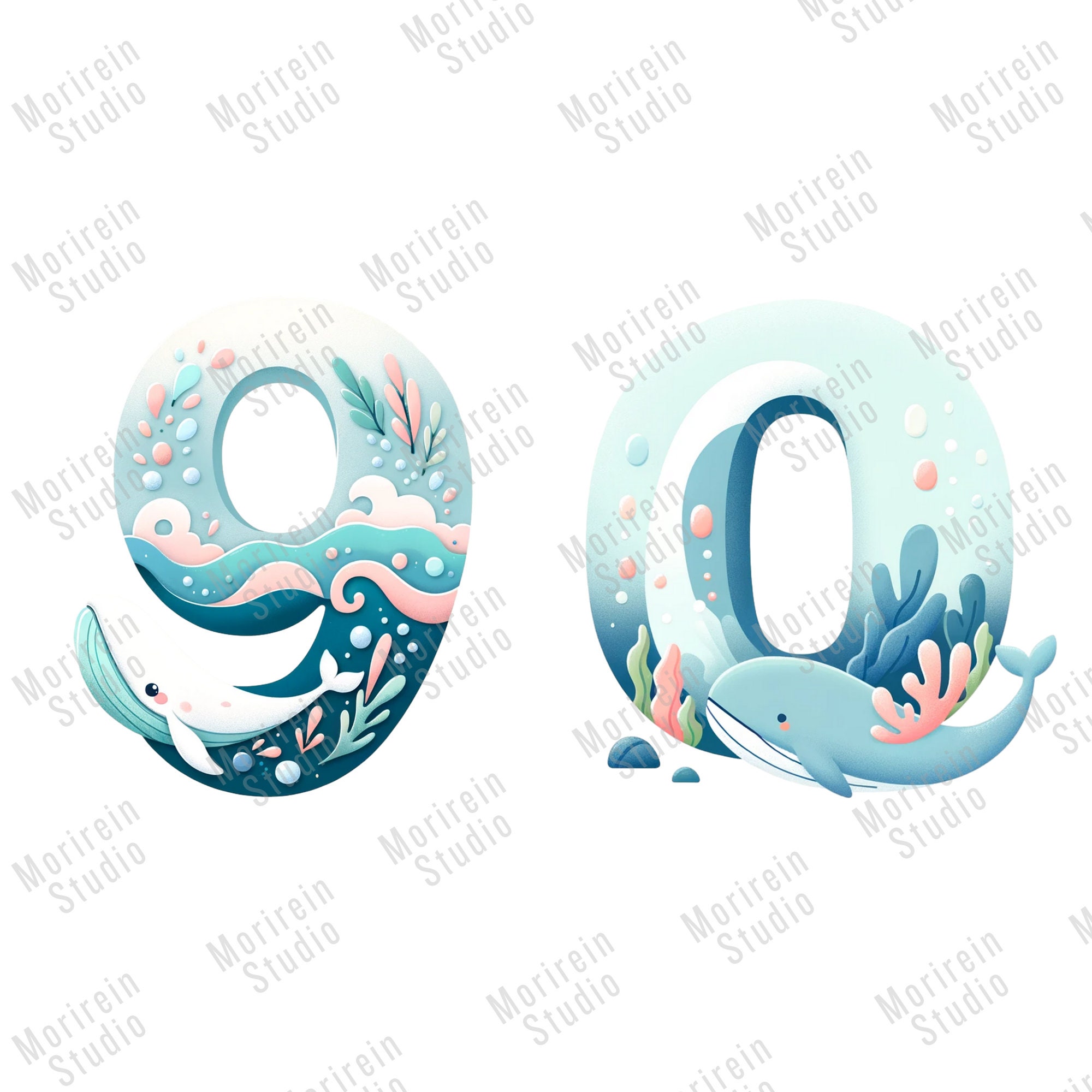 Whale Numbers Clipart 10 PNG Whale Numbers Birthday PNG Under the Sea ...