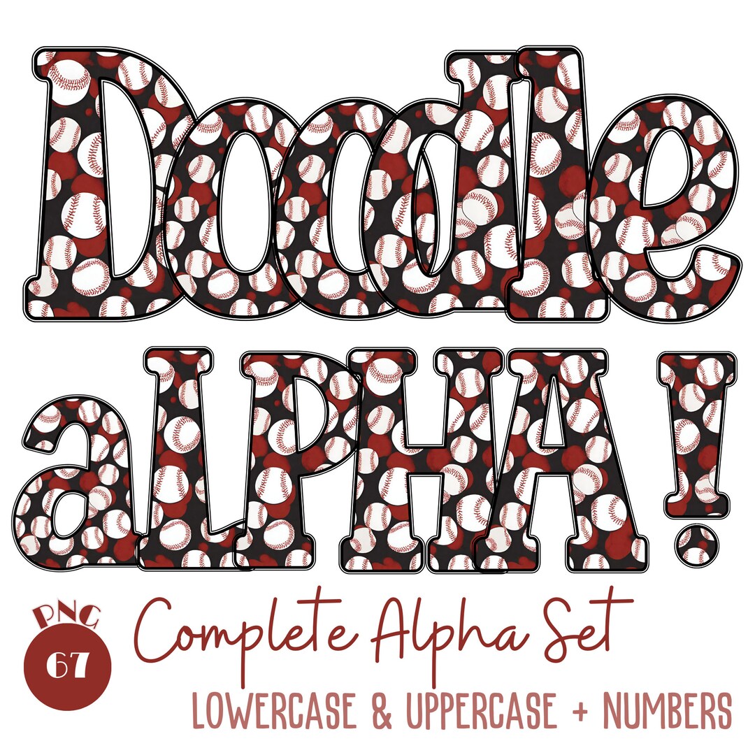 Baseball Alphabet Letters PNG Bundle 67 PNG Baseball Doodle Alphabets ...