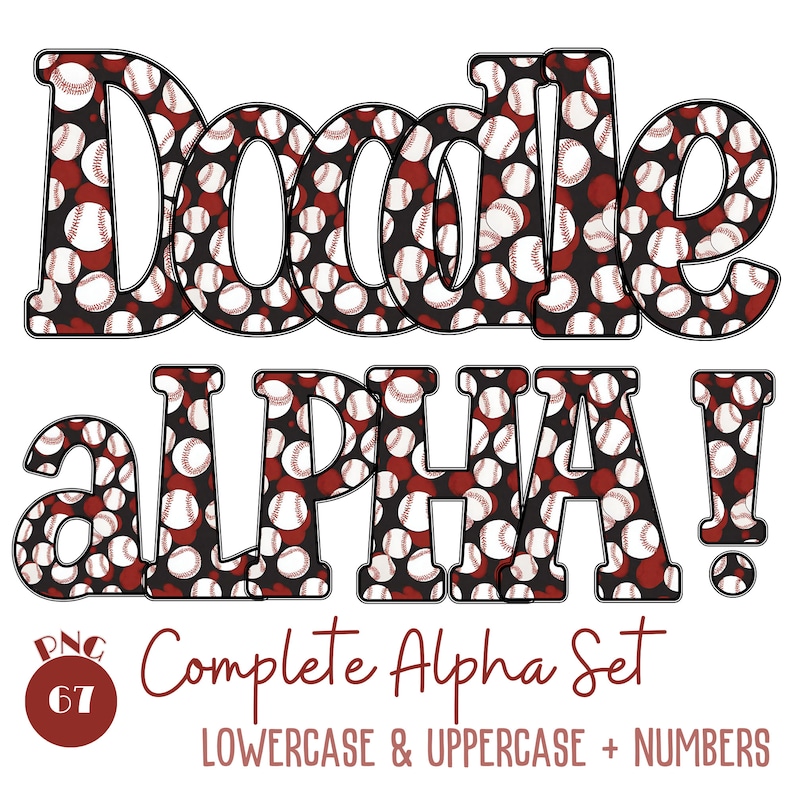 Baseball Alphabet Letters PNG Bundle 67 PNG Baseball Doodle Alphabets ...