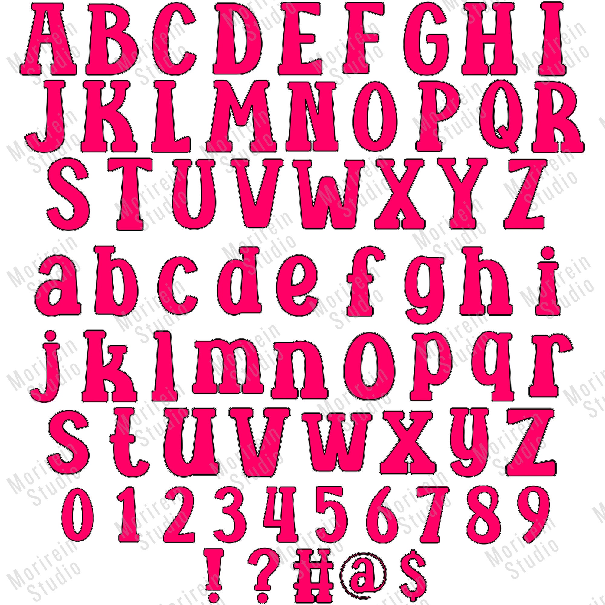 Bright Alphabet Letters PNG Bundle 335 PNG 5 Sets Bright Doodle ...