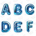 Holographic Blue Foil Balloon Alphabets and Numbers Clipart 36 PNG Blue ...