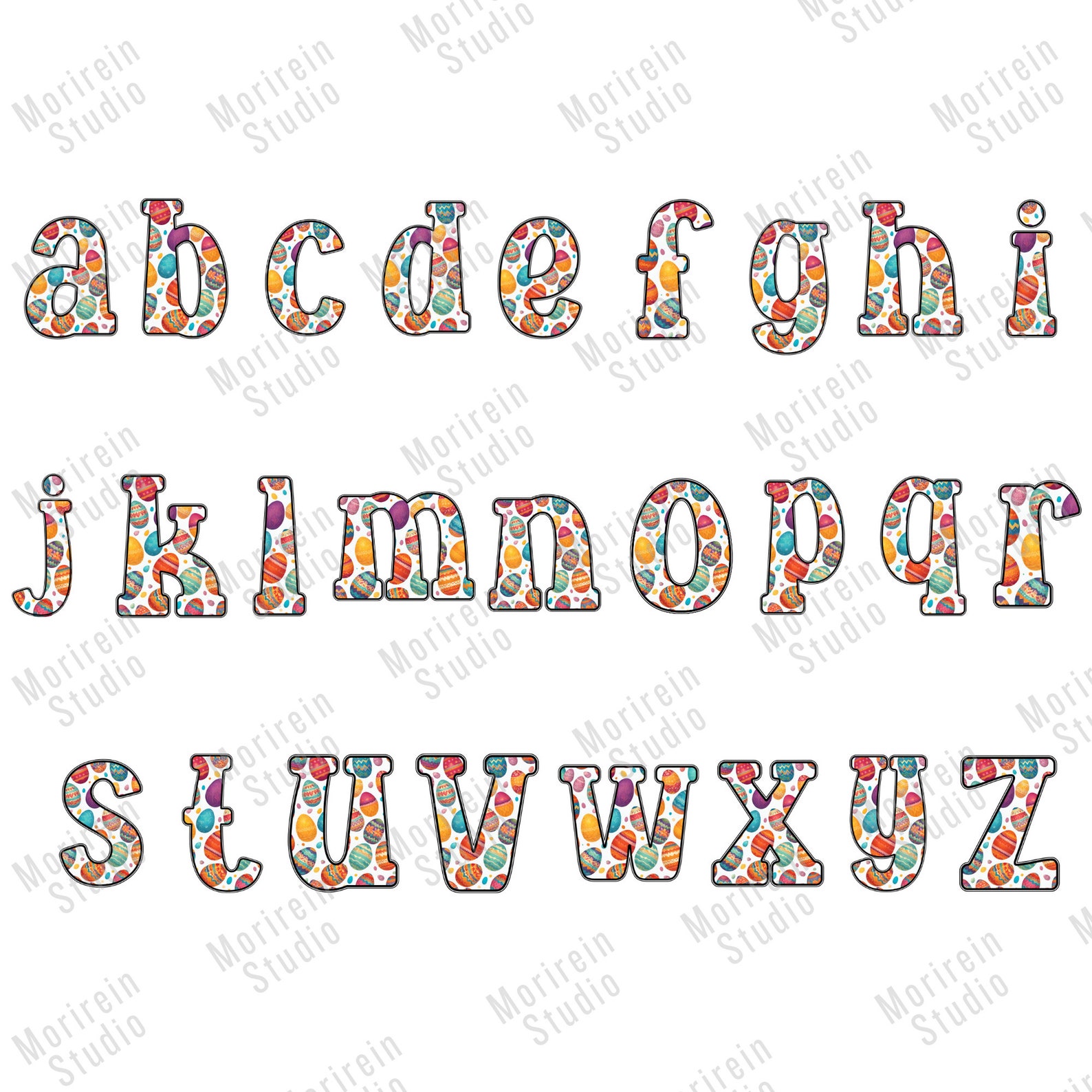 Easter Egg Alphabet Letters PNG Bundle 67 PNG Easter Doodle Alphabets ...