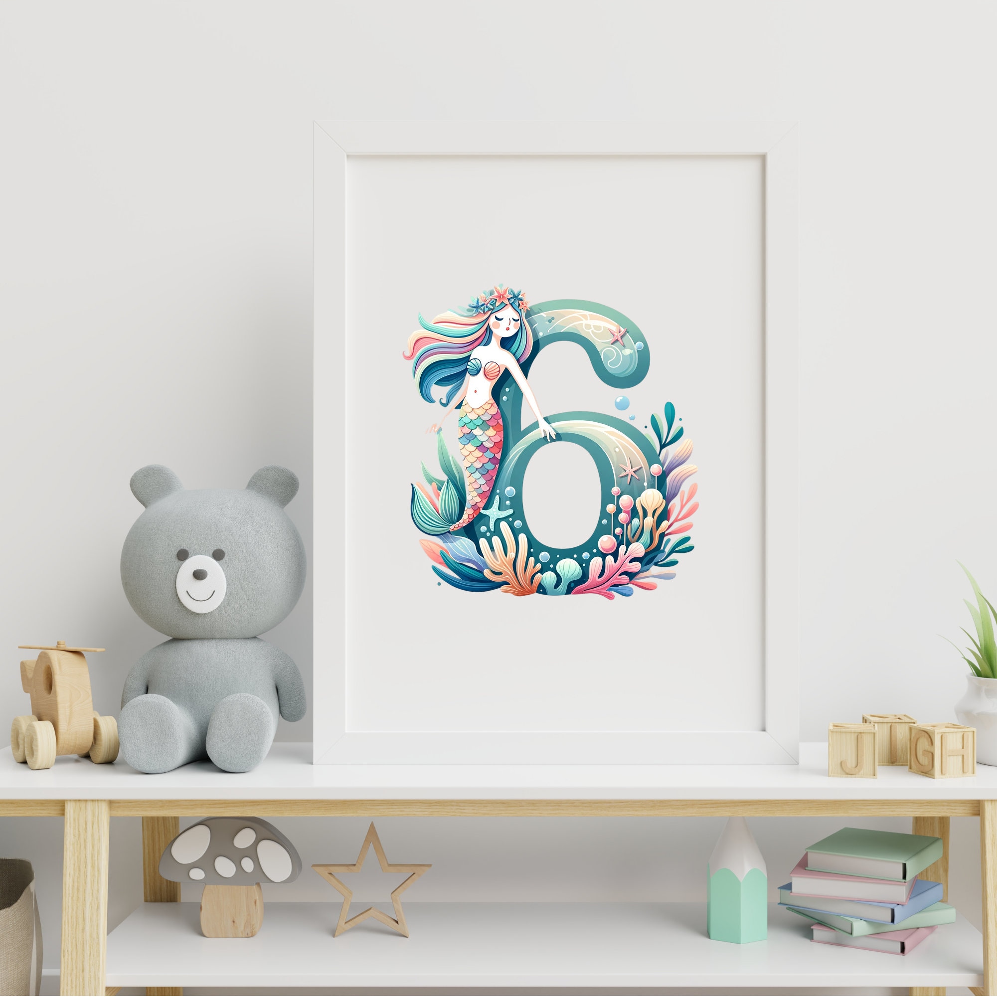 Mermaid Numbers Clipart 10 PNG Mermaid Numbers Birthday PNG Under the ...