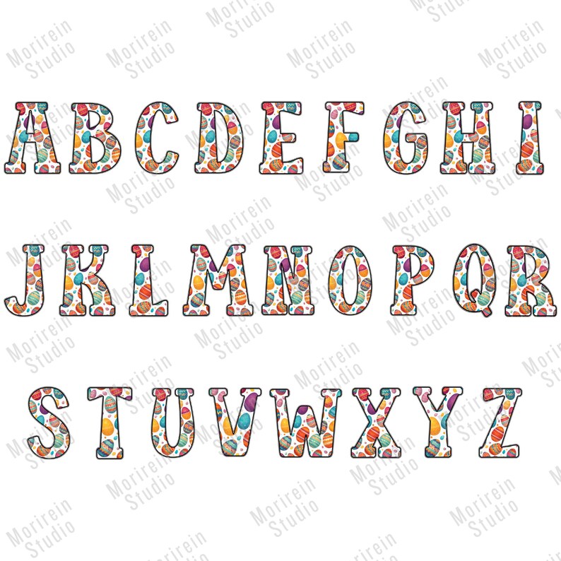 Easter Egg Alphabet Letters PNG Bundle 67 PNG Easter Doodle Alphabets ...