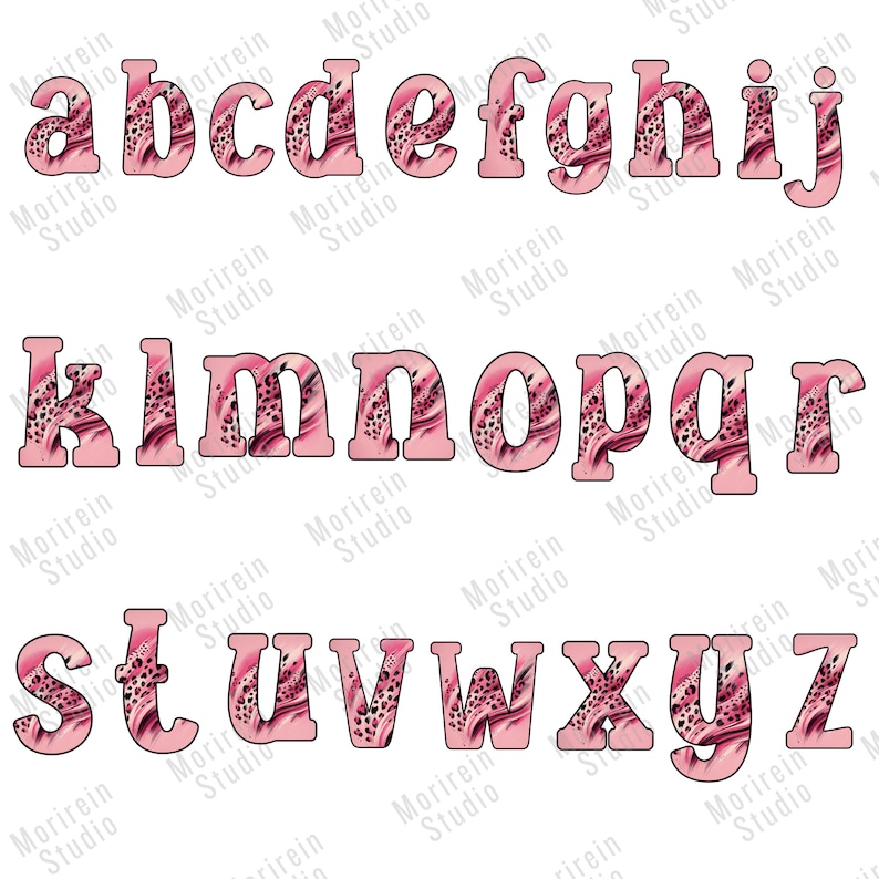 Pink Leopard Alpha Doodle Bundle 67 PNG Pink Leopard Doodle Alphabets ...