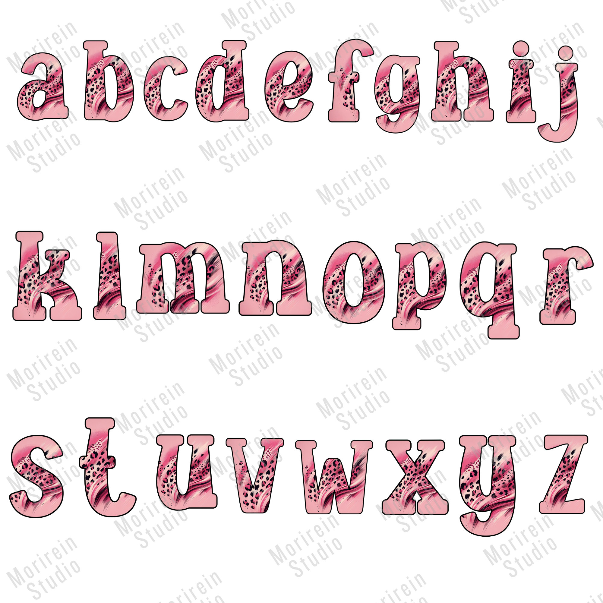 Pink Leopard Alpha Doodle Bundle 67 PNG Pink Leopard Doodle Alphabets ...