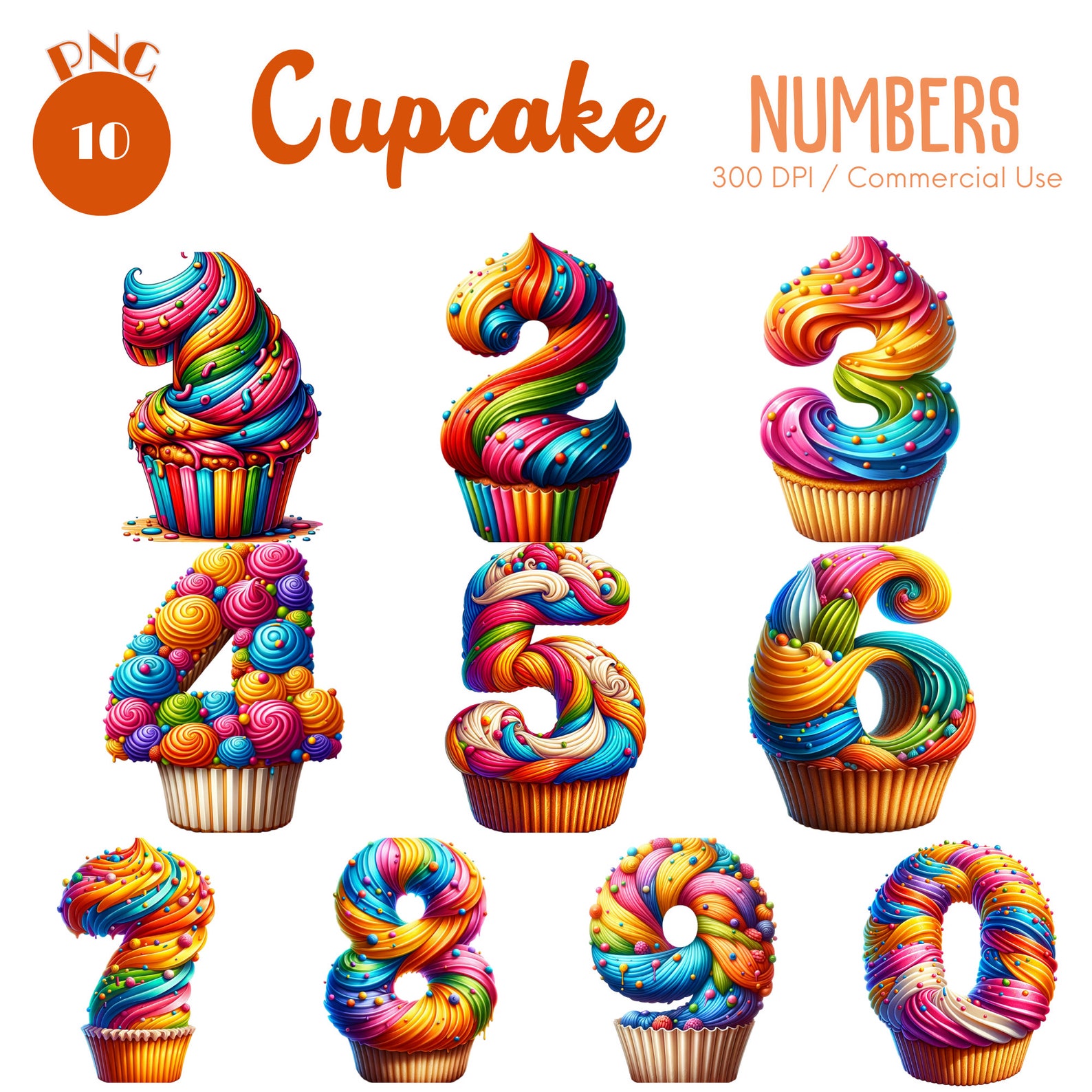 Cupcake Numbers Clipart 10 PNG Happy Birthday Cupcake PNG Birthday ...