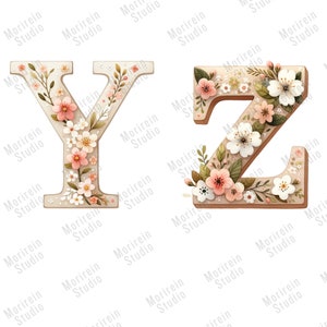 Floral Alphabets and Numbers Clipart 36 PNG Flower Alpha Clipart ...