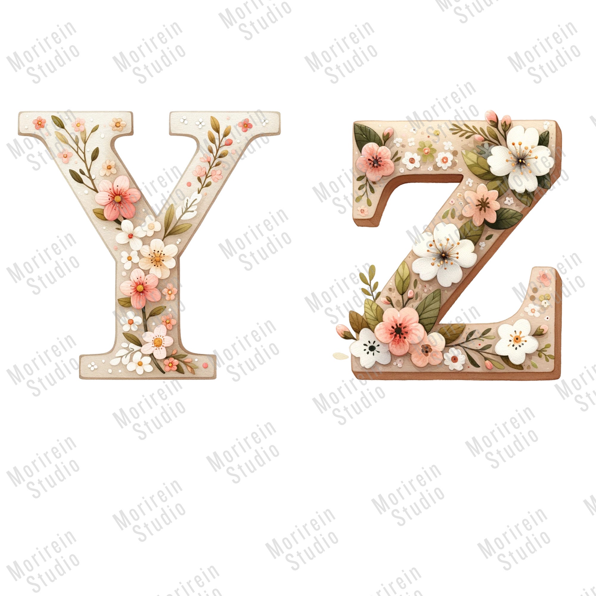 Floral Alphabets and Numbers Clipart 36 PNG Flower Alpha Clipart ...