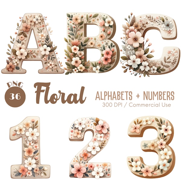Floral Alphabet Png - Etsy