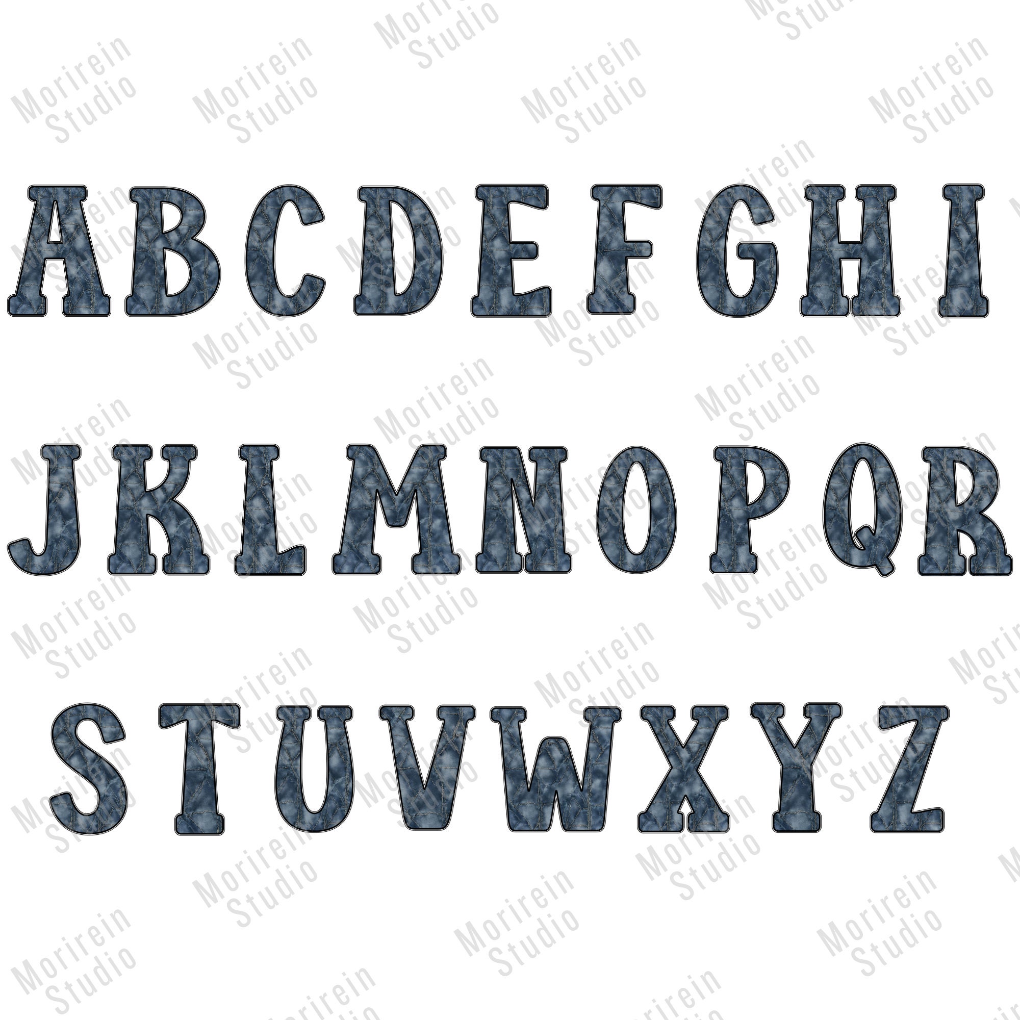 Denim Alphabet Letters PNG Bundle 67 PNG Denim Doodle Alphabets and ...
