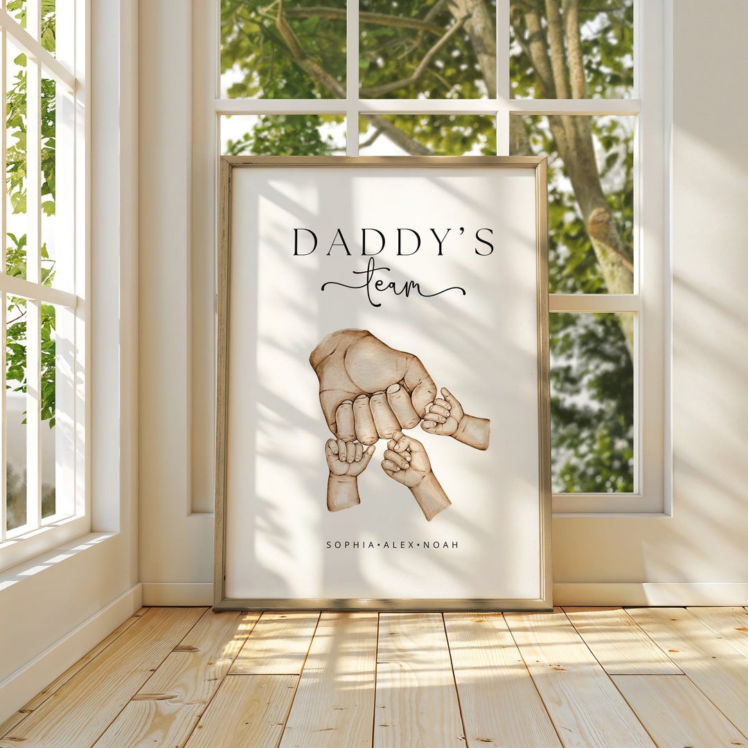 Personalised Family Daddy's Team Print Fist Bump Hands, Father's Day ...