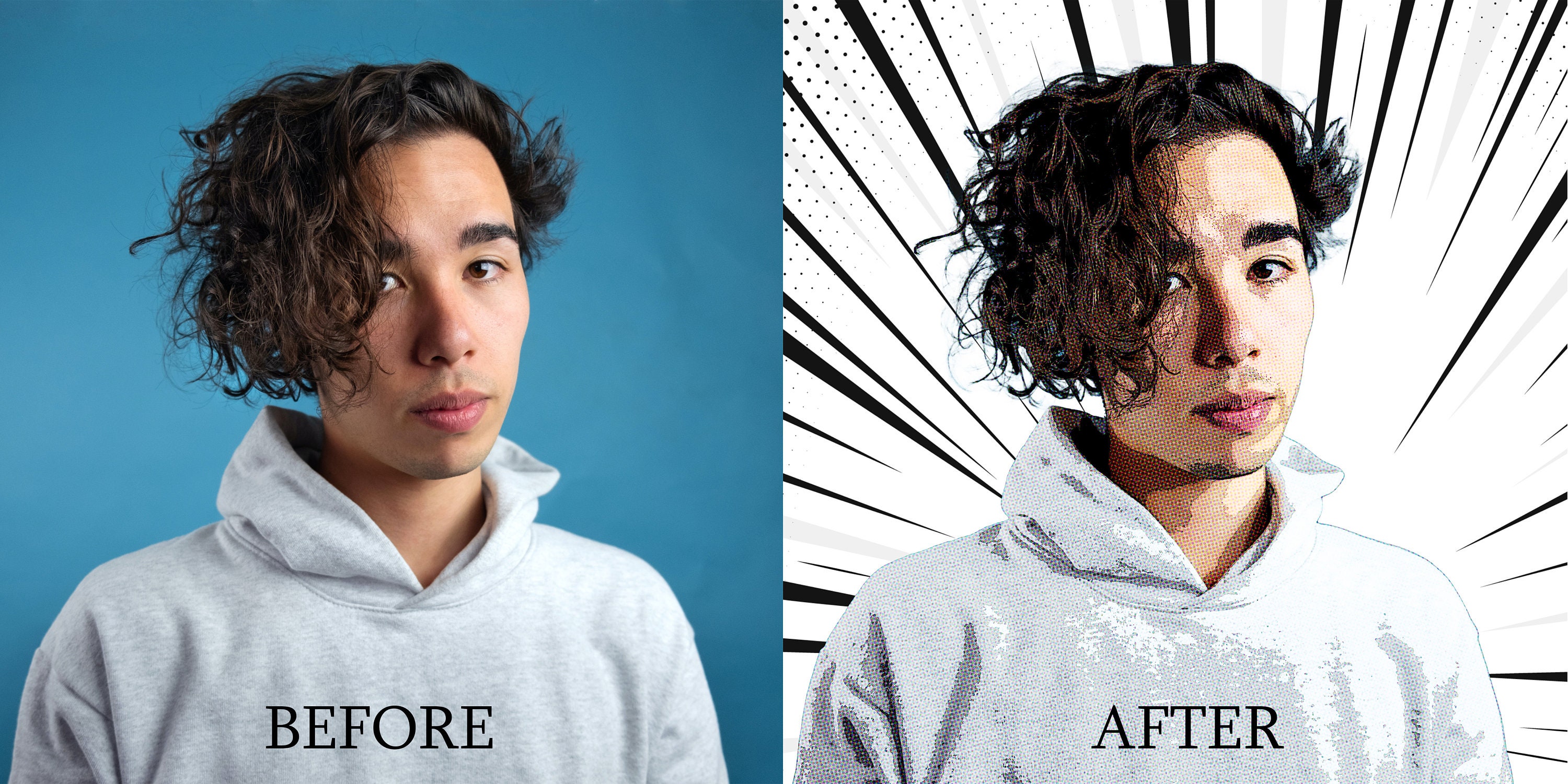 Comic Effect Photoshop Action, Comic Art Design, Digital Art, Printable ...