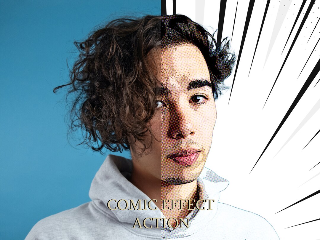 Comic Effect Photoshop Action, Comic Art Design, Digital Art, Printable ...