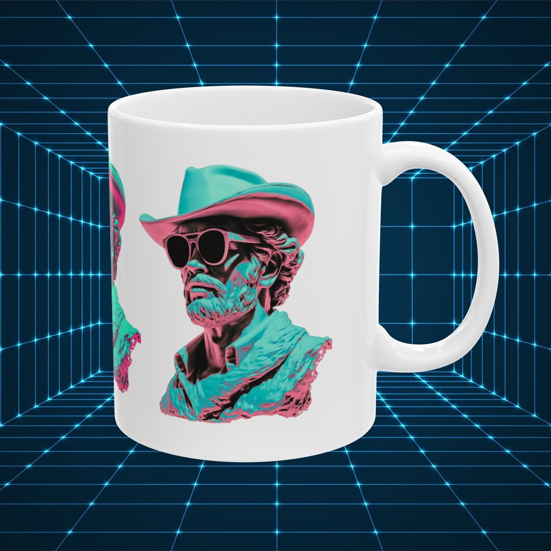 Synthwave Cowboy Coffee Mug 80s Aesthetic Meme Mug Cowboy Coffee Cup ...