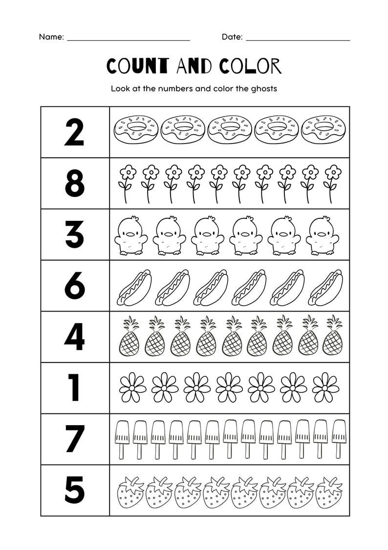 Counting and Colouring Math Worksheet Fun & Educational Printable for ...