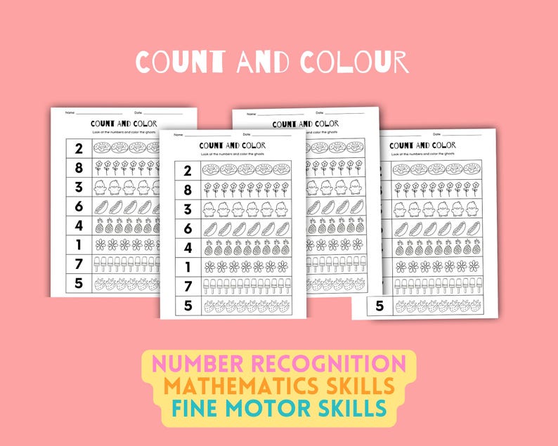 Counting and Colouring Math Worksheet Fun & Educational Printable for ...