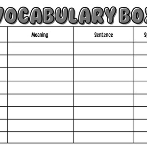 Vocabulary Box Worksheet Printable Vocabulary Builder for Kids Digital ...