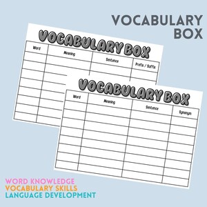 Vocabulary Box Worksheet Printable Vocabulary Builder for Kids Digital ...