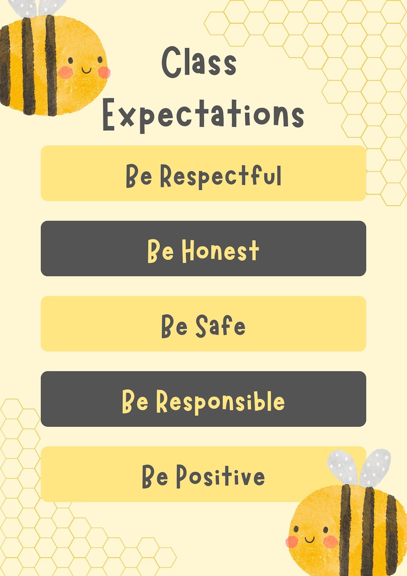 Bee-themed Classroom Expectations Poster Multiple Sizes Positive ...