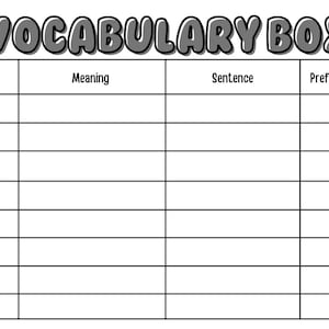 Vocabulary Box Worksheet Printable Vocabulary Builder for Kids Digital ...