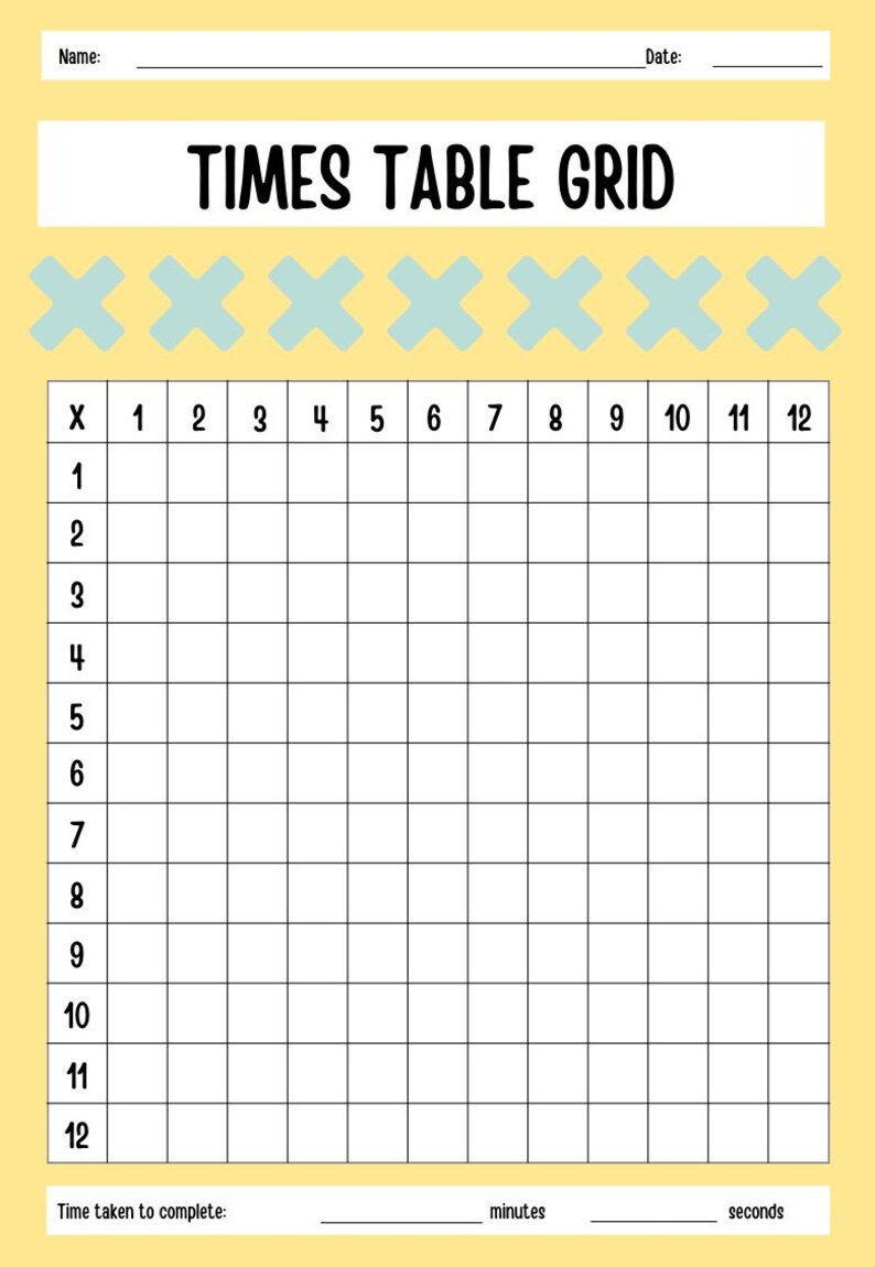 Multiplication Grid Worksheet Printable Math Practice for Kids Digital ...