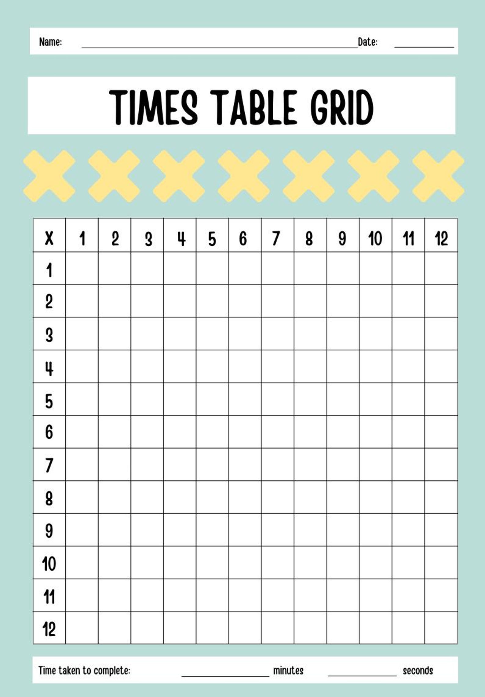 Multiplication Grid Worksheet Printable Math Practice for Kids Digital ...