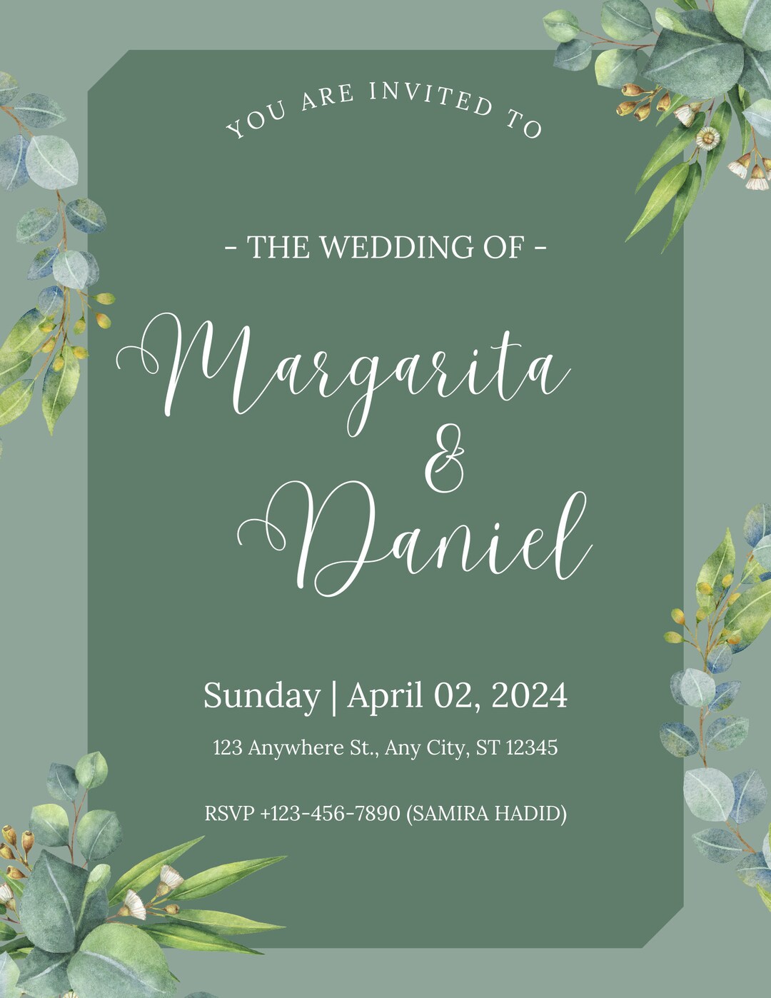 Moss Organic Green Wedding Invitation - Etsy