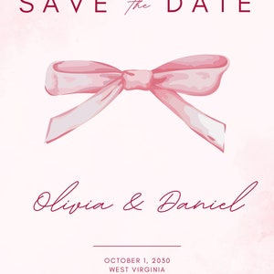 Bow Invitation Save the Date, Bridal Shower, Digital Download Edit - Etsy